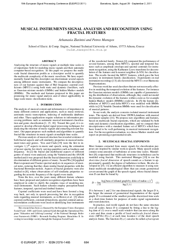 (PDF) MUSICAL INSTRUMENTS SIGNAL ANALYSIS AND RECOGNITION USING FRACTAL ...