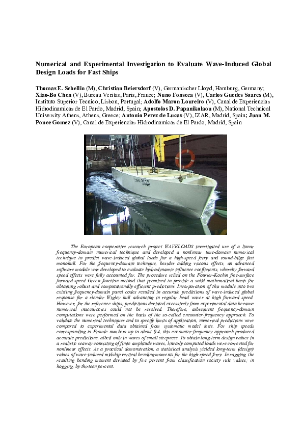 Pdf Numerical And Experimental Investigation To Evaluate Wave Induced Global Design Loads For