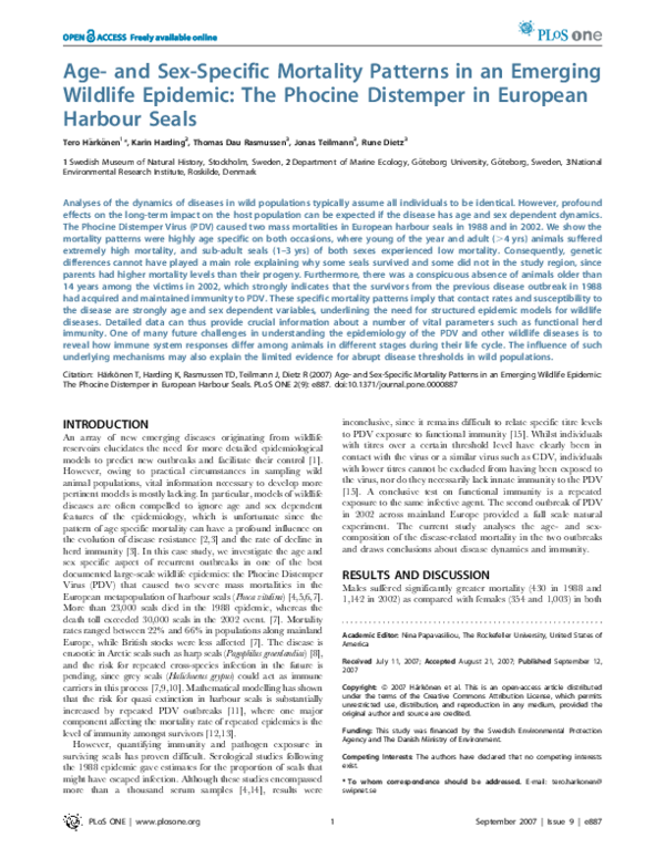 (PDF) Age- and Sex-Specific Mortality Patterns in an Emerging Wildlife ...
