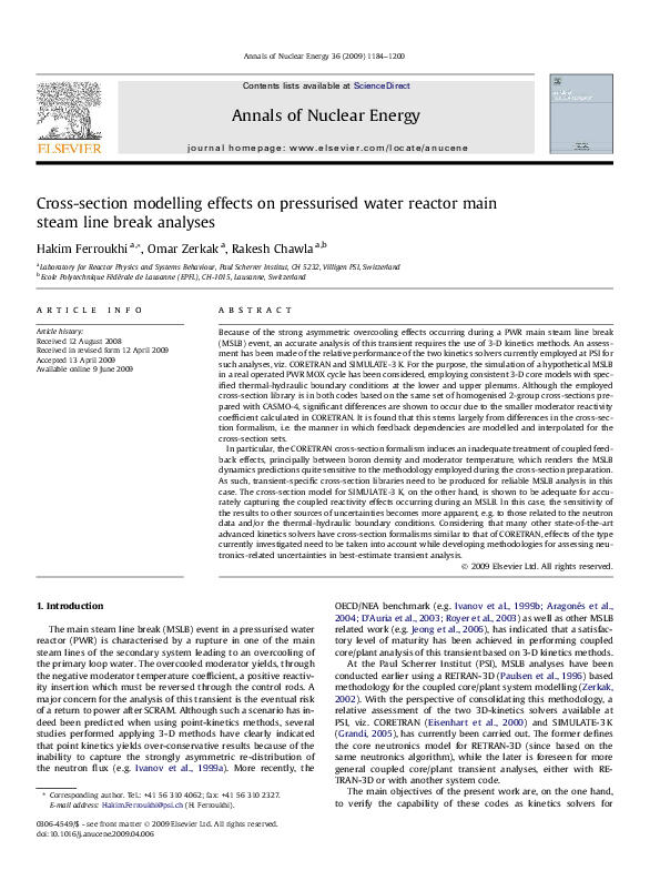 (PDF) Cross-section modelling effects on pressurised water reactor main ...
