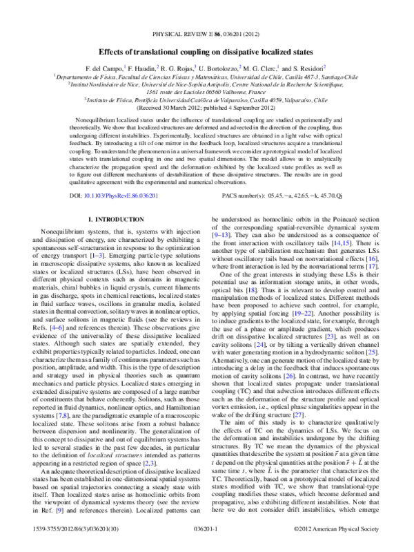 Pdf Effects Of Translational Coupling On Dissipative Localized States