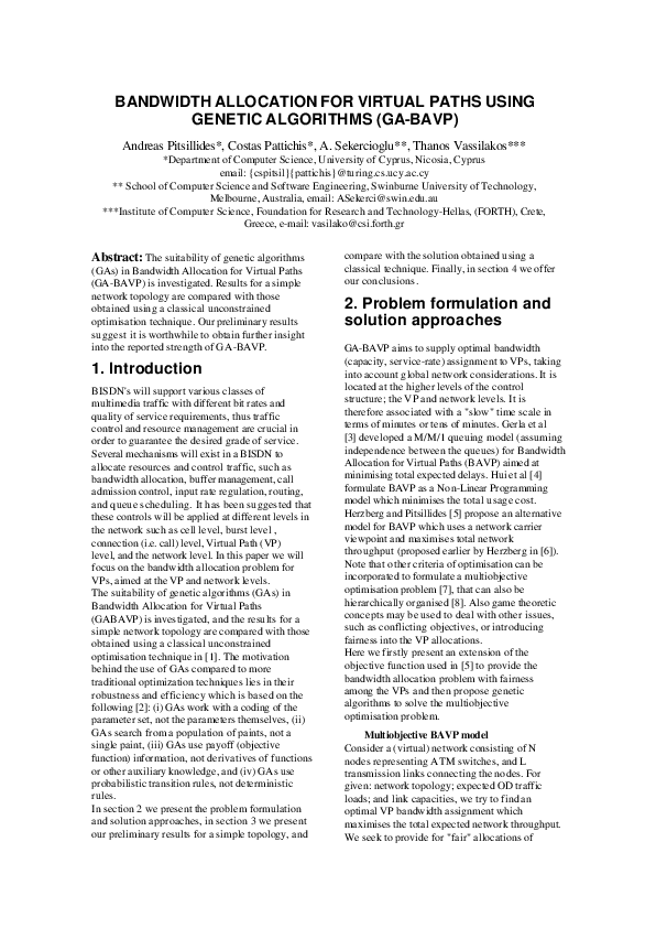 (PDF) Genetic Algorithm for Bandwidth Allocation