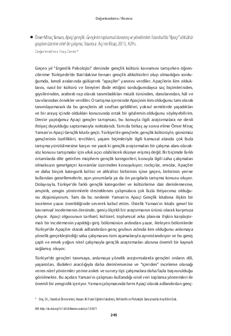 (PDF) Apaçi gençlik. Gençlerin toplumsal davranış ve yönelimleri ...