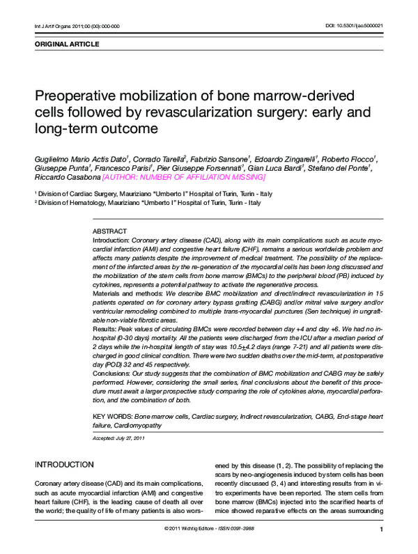 (PDF) Preoperative mobilization of bone marrow-derived cells followed ...