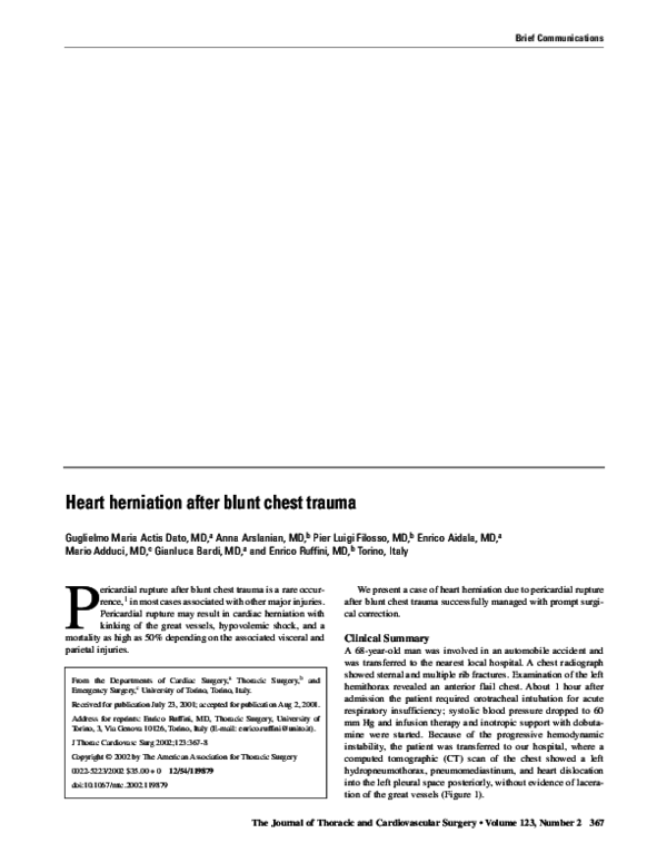 (PDF) Heart herniation after blunt chest trauma