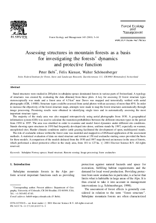 (PDF) Assessing structures in mountain forests as a basis for ...