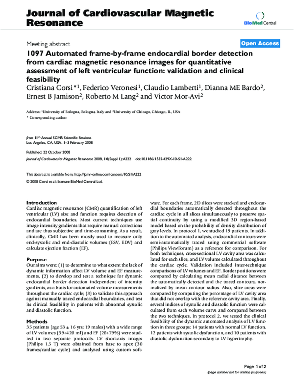 (PDF) 1097 Automated frame-by-frame endocardial border detection from ...