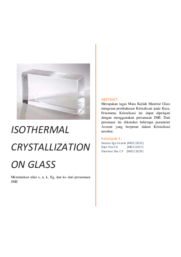 (PDF) Isothermal Crystallization of Glass