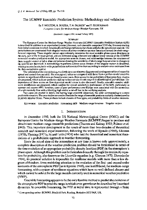 Pdf The Ecmwf Ensemble Prediction System Methodology And Validation