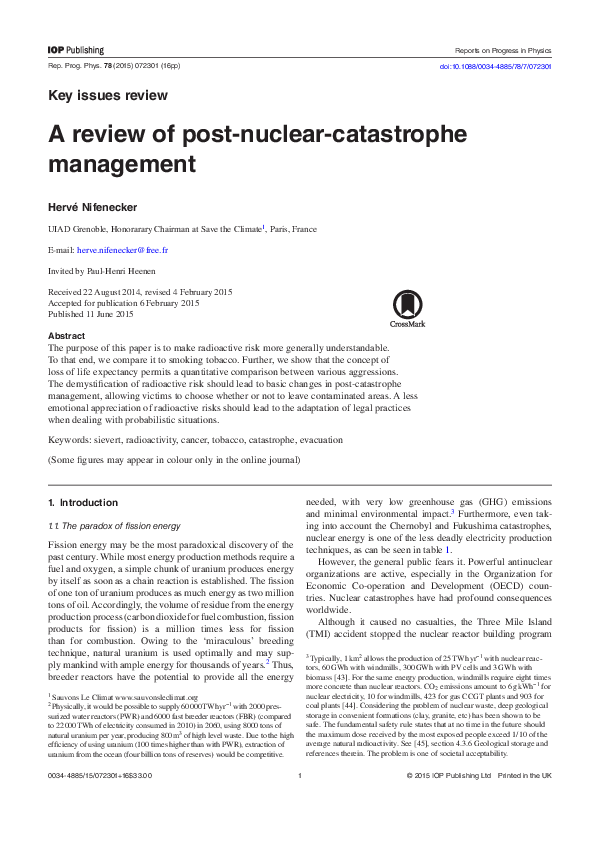 (PDF) Nuclear risk published