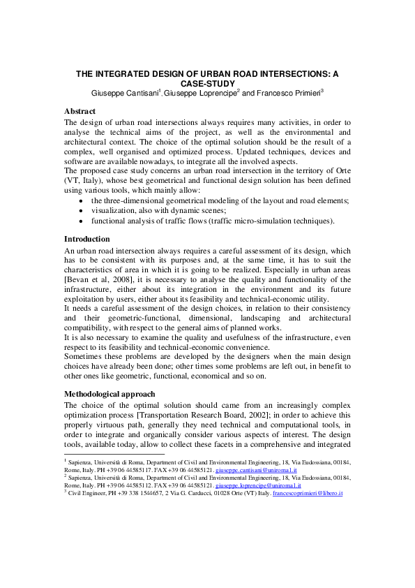 (PDF) The integrated design of urban road intersections: A case study