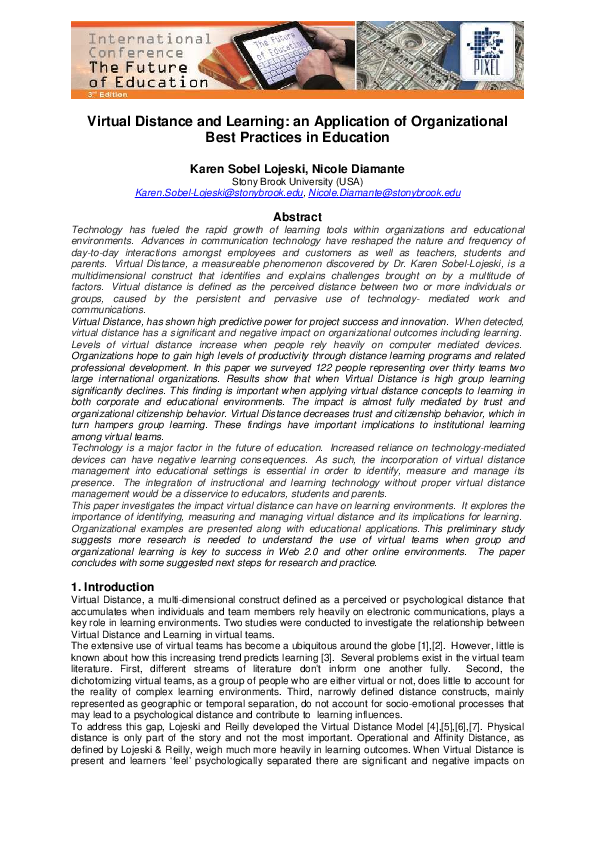 (PDF) Virtual Distance and Learning