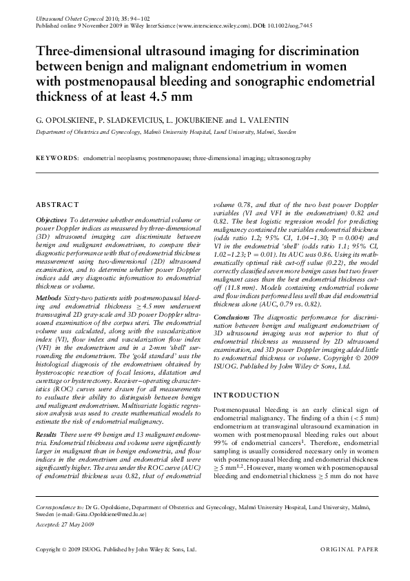 (PDF) Three-dimensional ultrasound imaging for discrimination between benign and malignant ...