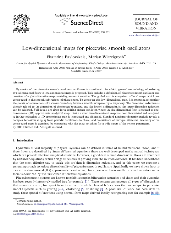 (PDF) Low-dimensional maps for piecewise smooth oscillators