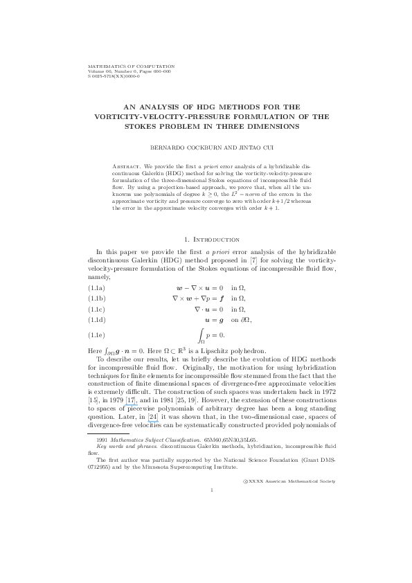 Pdf Hdg Methods For 3d Stokes Problem Analysis