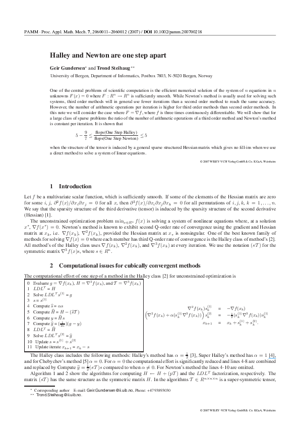 (PDF) Halley and Newton are one step apart