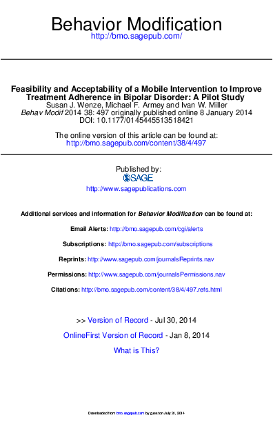 (PDF) Feasibility and Acceptability of a Mobile Intervention to Improve Treatment Adherence in ...