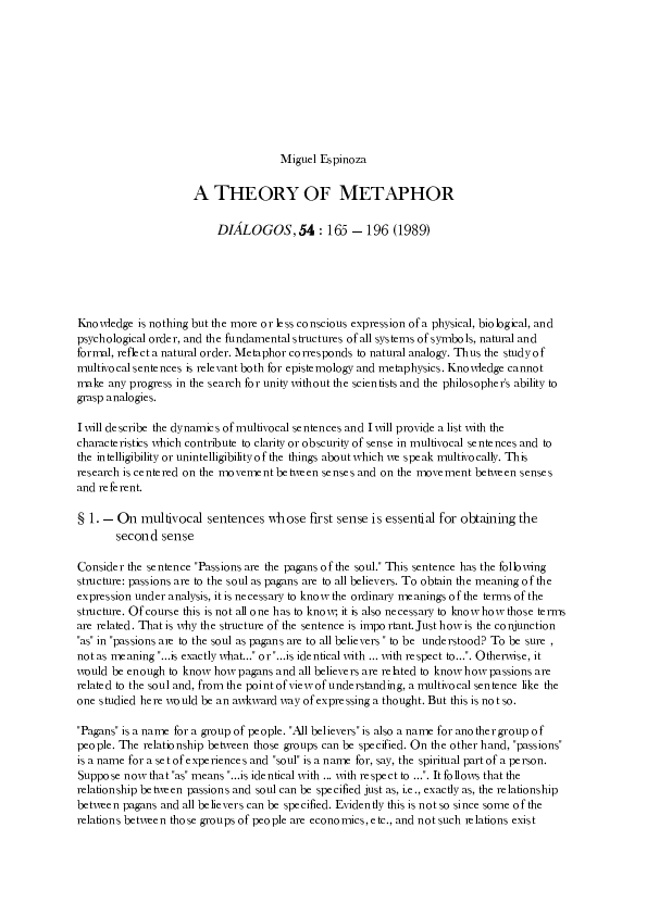 A Theory of Metaphor