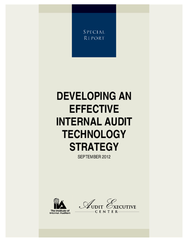 (PDF) Developing an Effective Internal Audit Technology Strategy[1]