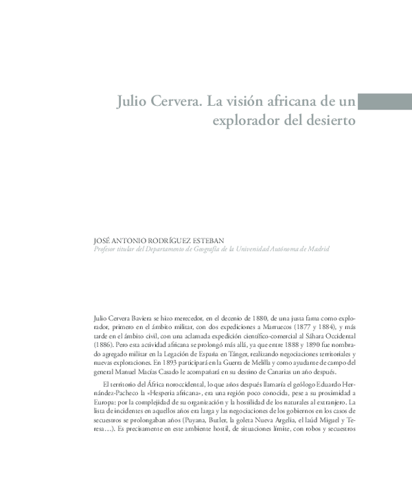 Julio Cervera. La visión africana de un explorador del desierto