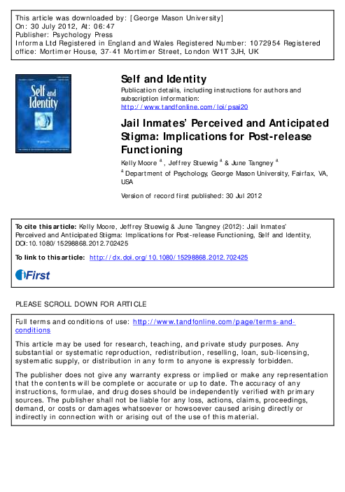 (PDF) Jail Inmates’ Perceived and Anticipated Stigma: Implications for ...