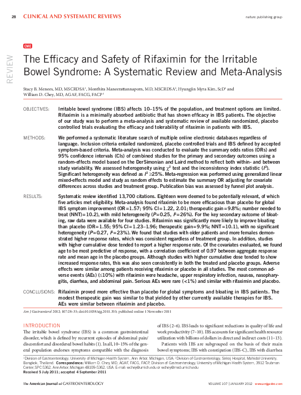 (PDF) The Efficacy and Safety of Rifaximin for the Irritable Bowel ...