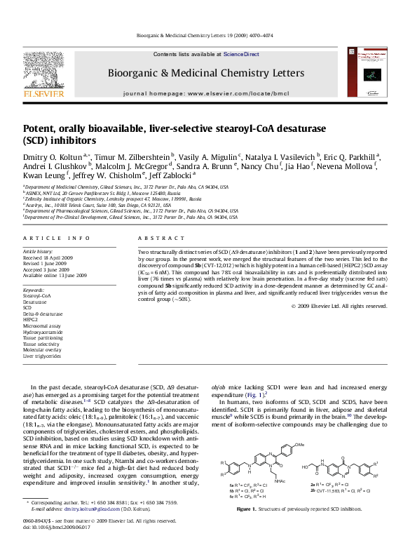 (PDF) Potent, orally bioavailable, liver-selective stearoyl-CoA ...