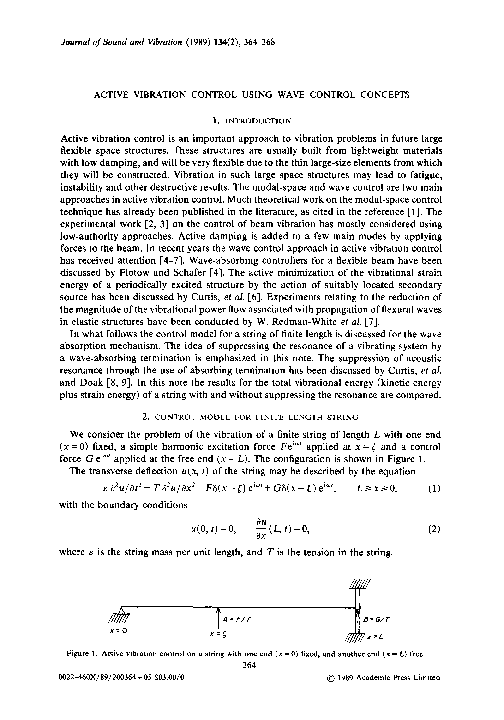 (PDF) Active vibration control using wave control concepts