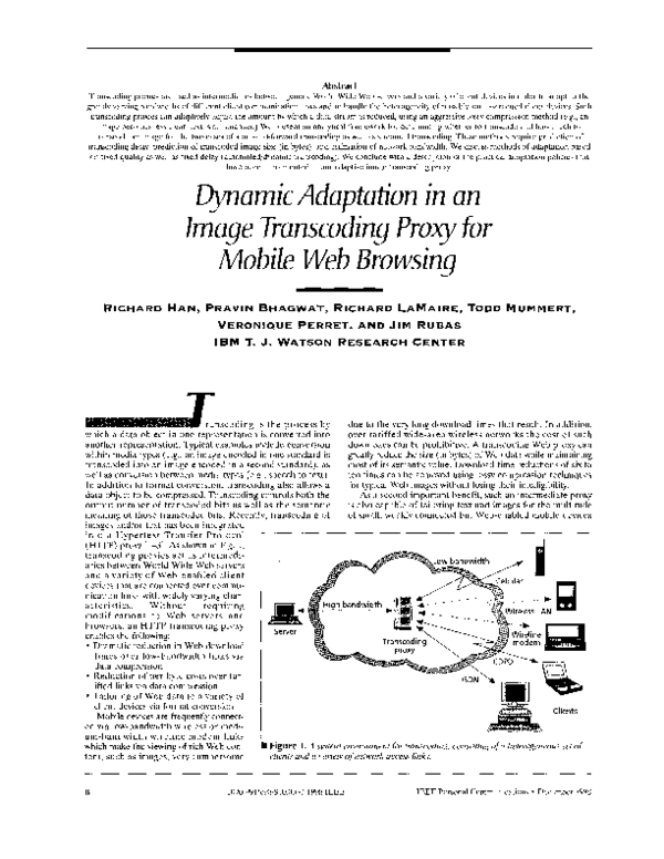 (PDF) Dynamic adaptation in an image transcoding proxy for mobile Web browsing