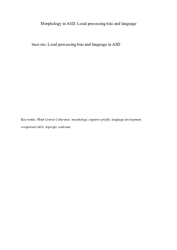 (DOC) Morphology in autism spectrum disorders: Local processing bias ...