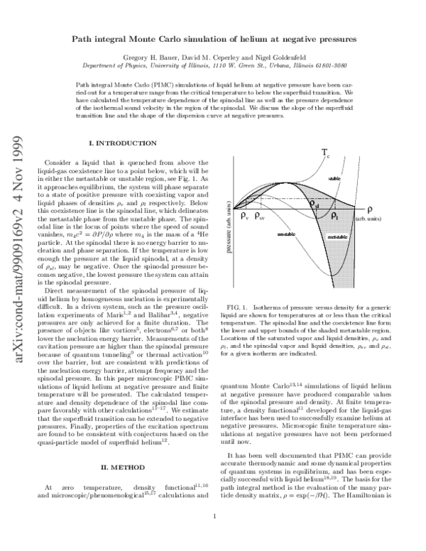 Pdf Path Integral Monte Carlo Simulation Of Helium At Negative Pressures