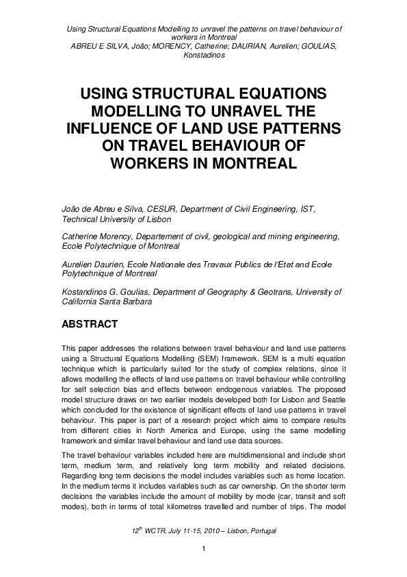 (PDF) Using structural equations modeling to unravel the influence of land use patterns on ...