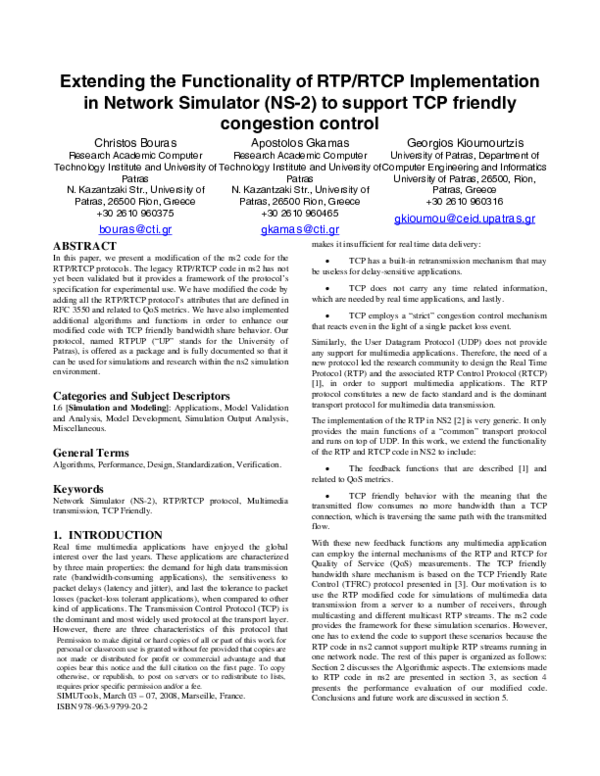 Pdf Extending The Functionality Of Rtprtcp Implementation In Network