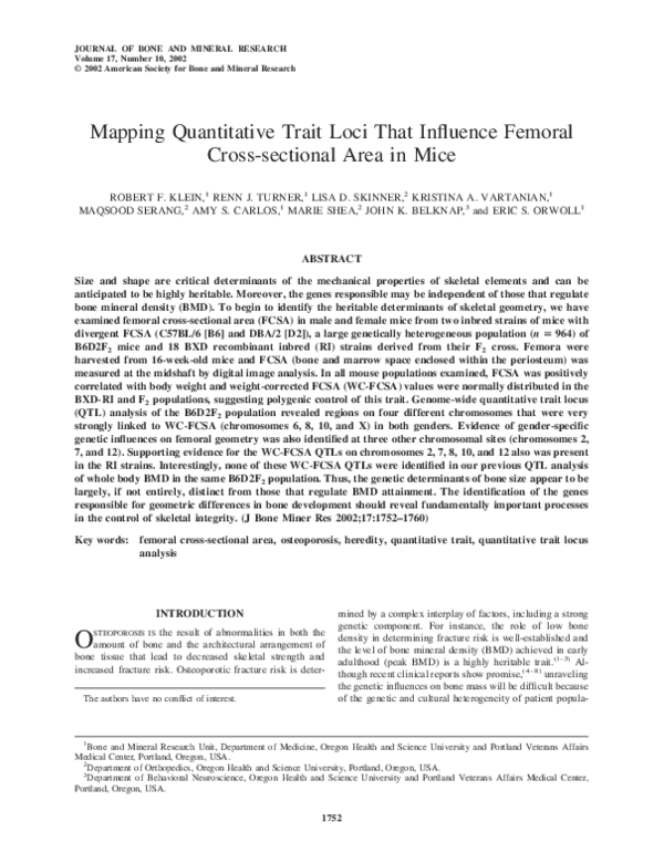 (PDF) Mapping Quantitative Trait Loci That Influence Femoral Cross-sectional Area in Mice