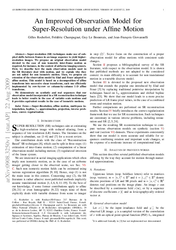 (PDF) An Improved Observation Model for Super-Resolution Under Affine ...