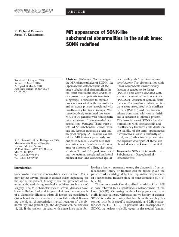 (PDF) MR appearance of SONK-like subchondral abnormalities in the adult ...