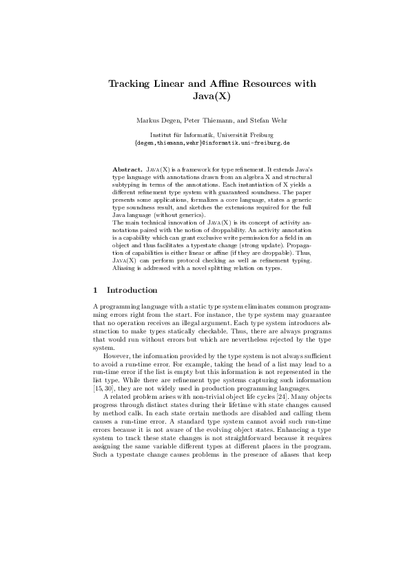 (PDF) Tracking Linear and Affine Resources with Java(X)