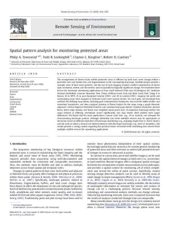 Pdf Spatial Pattern Analysis For Monitoring Protected Areas