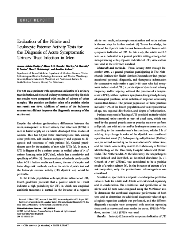 (PDF) Evaluation of the Nitrite and Leukocyte Esterase Activity Tests ...