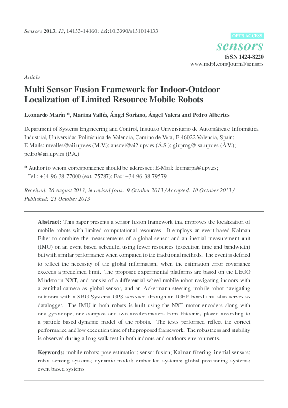 Pdf Multi Sensor Fusion Framework For Indoor Outdoor Localization Of