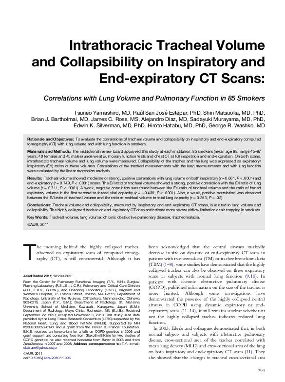 (PDF) Intrathoracic Tracheal Volume and Collapsibility on Inspiratory ...