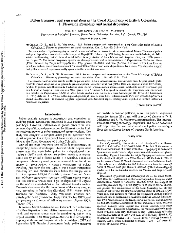 (PDF) Pollen transport and representation in the Coast Mountains of ...