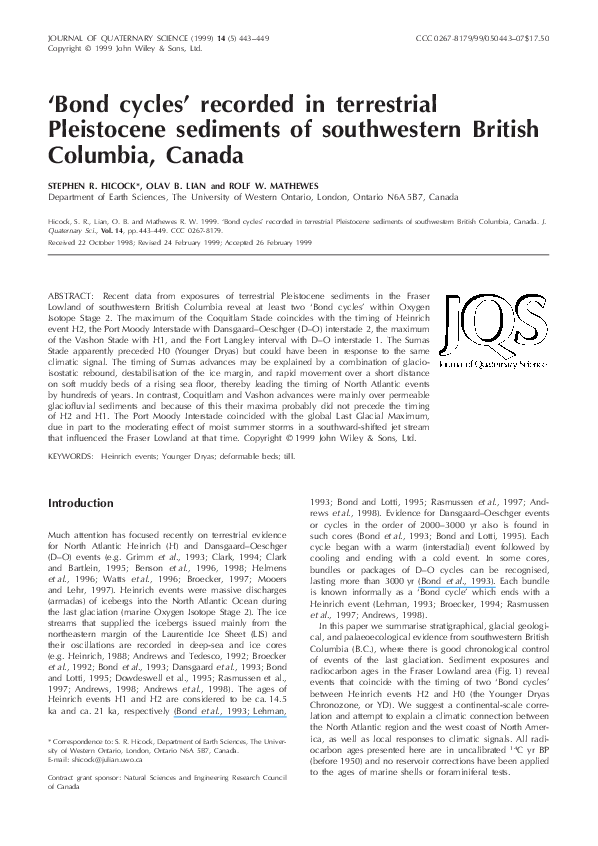 (PDF) ‘Bond cycles’ recorded in terrestrial Pleistocene sediments of ...