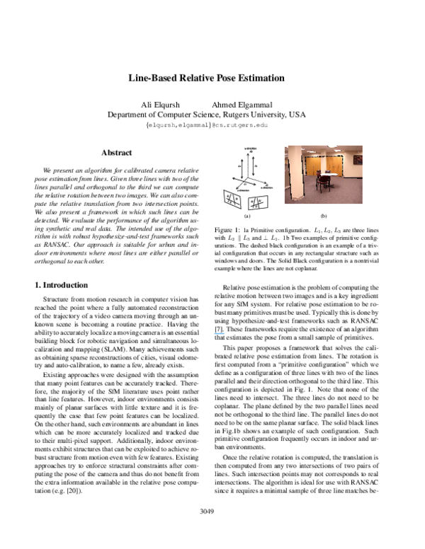 Pdf Line Based Relative Pose Estimation