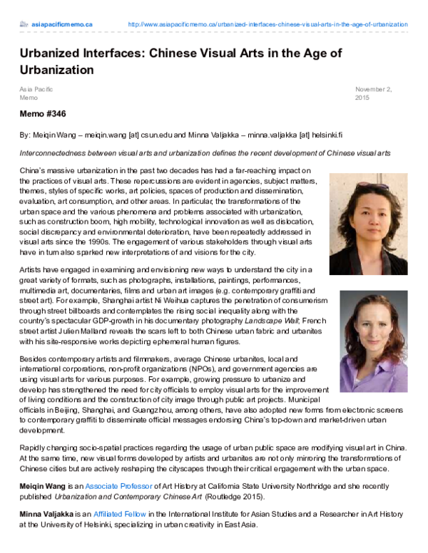 (PDF) Urbanized Interfaces: Chinese Visual Arts In The Age Of Urbanization