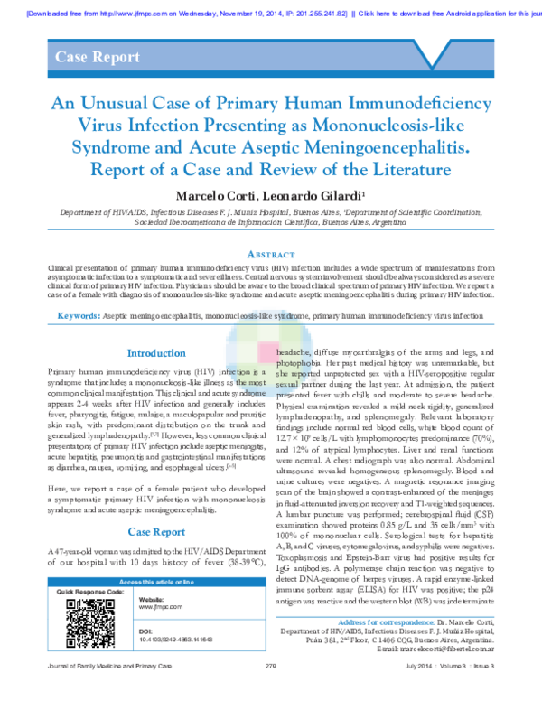 (PDF) An Unusual Case of Primary Human Immunodeficiency Virus Infection ...