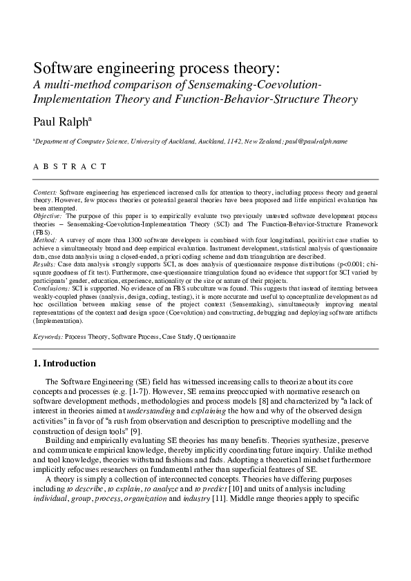 (PDF) Software engineering process theory: A multi-method comparison of ...