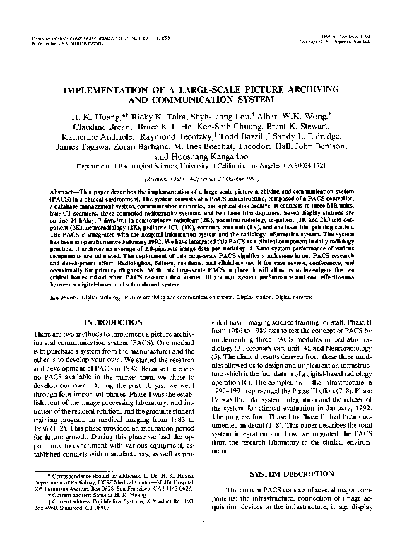 (PDF) Implementation of a large-scale picture archiving and ...
