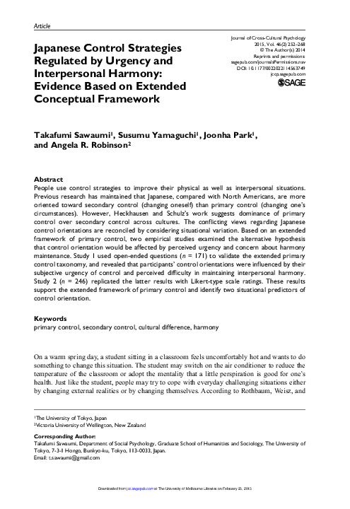 (PDF) Japanese Control Strategies Regulated by Urgency and ...