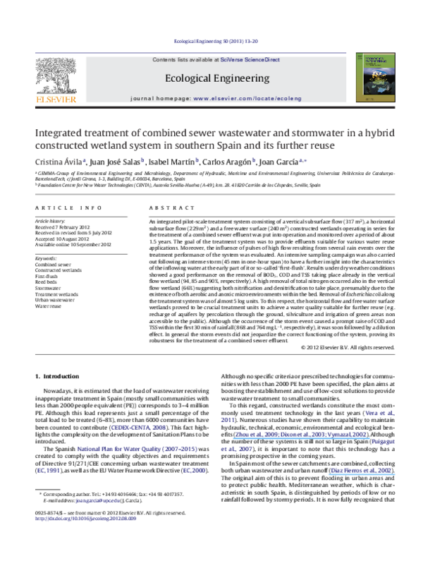 (PDF) Integrated treatment of combined sewer wastewater and stormwater in a hybrid constructed ...